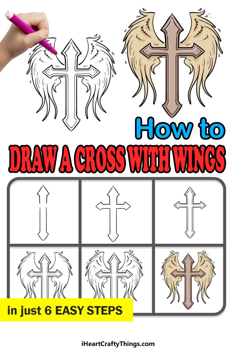 How To Draw A Cross With Wings Step By Step!