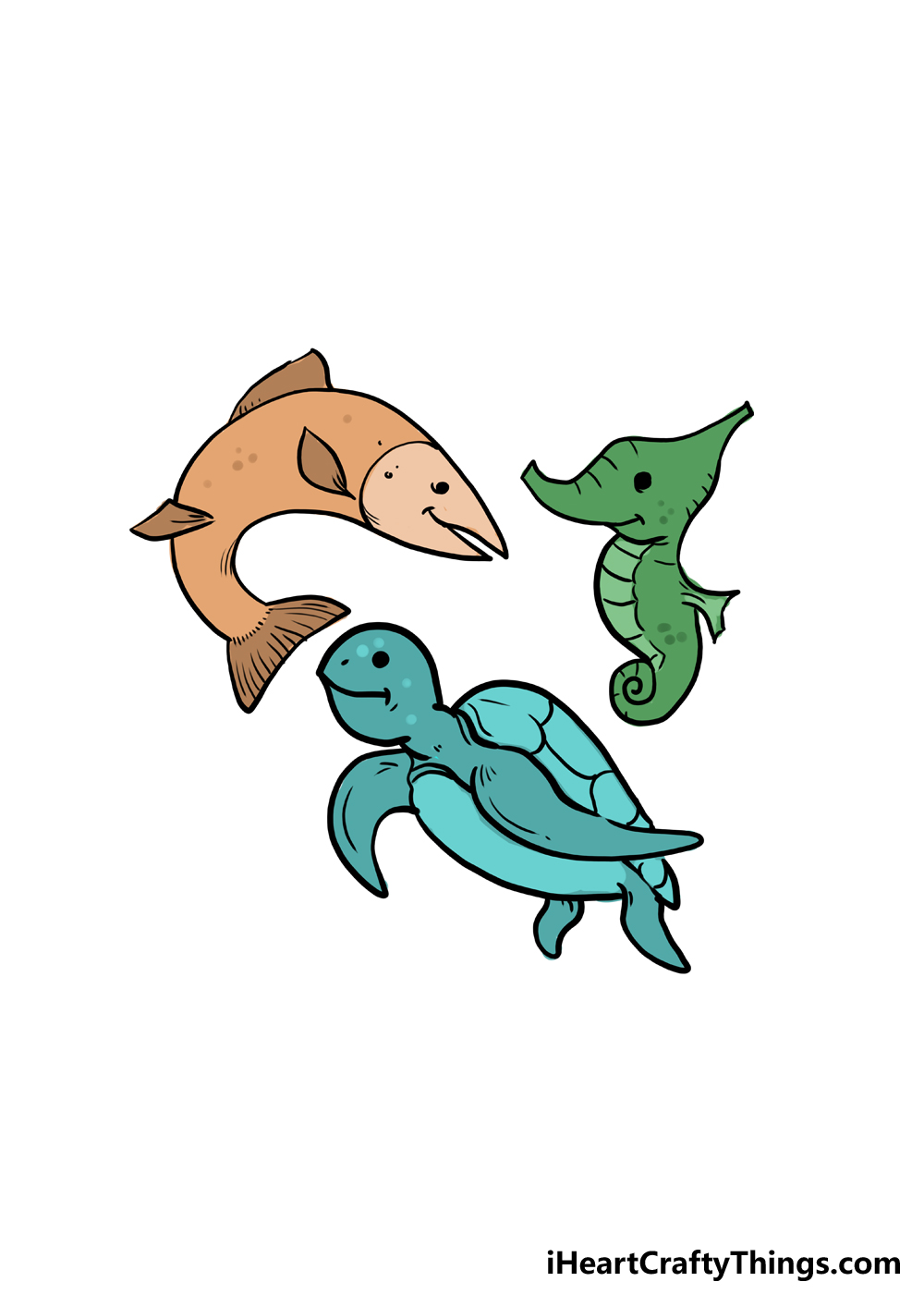 How To Draw Sea Animals Step By Step!