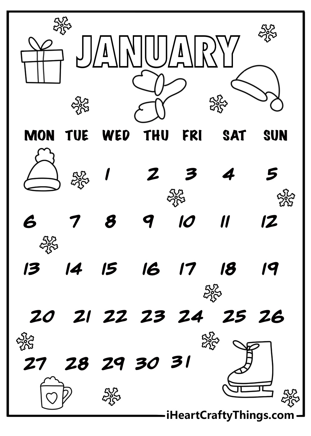 30+ January Coloring Pages (Printable Free PDF Sheets)
