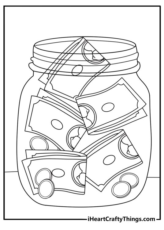 15 Free Money Coloring Pages (Printable PDFs To Color)