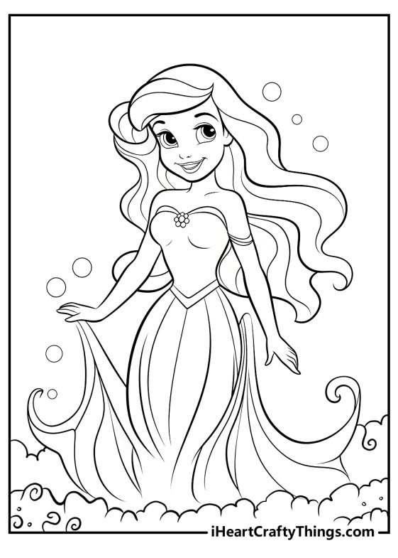 15 Princess Ariel Coloring Pages (Cute Printable Free PDFs)