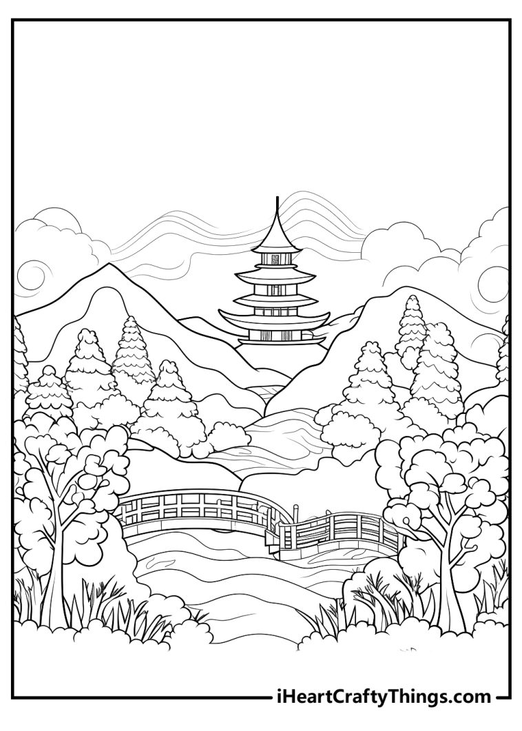 15 Easy Landscape Coloring Pages (100% Free Printable PDFs)