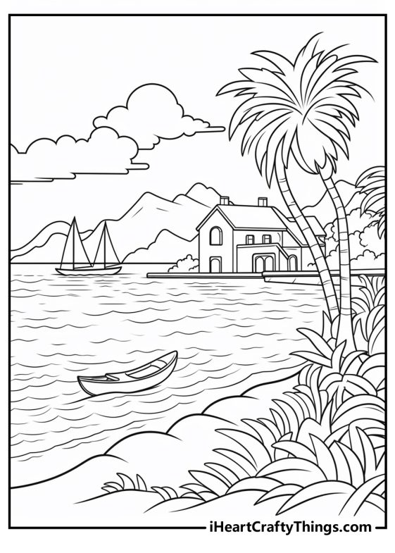 15 Easy Landscape Coloring Pages (100% Free Printable PDFs)