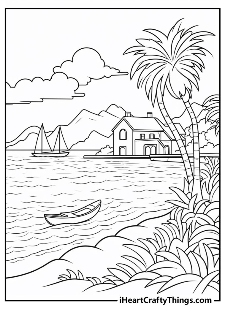 15 Easy Landscape Coloring Pages (100% Free Printable PDFs)