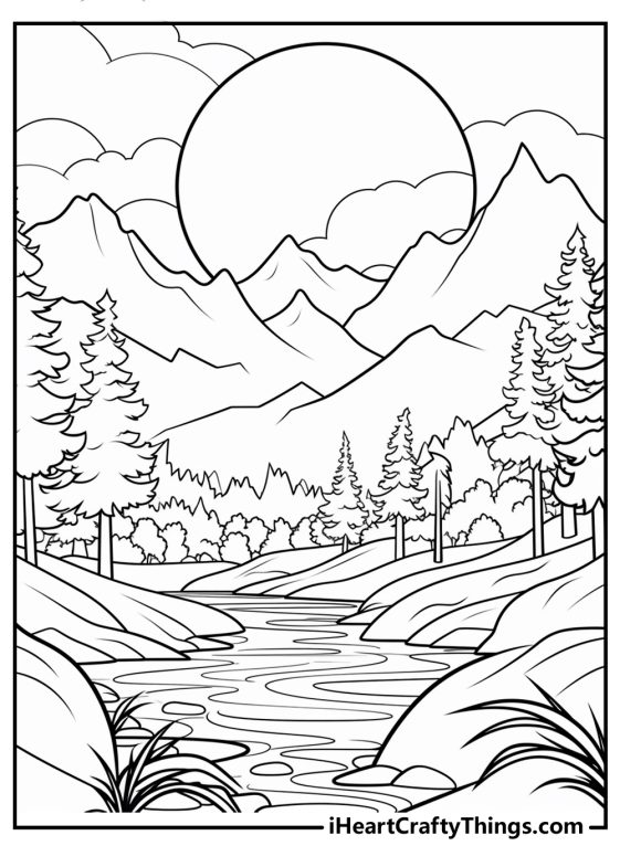 15 Easy Landscape Coloring Pages (100% Free Printable PDFs)