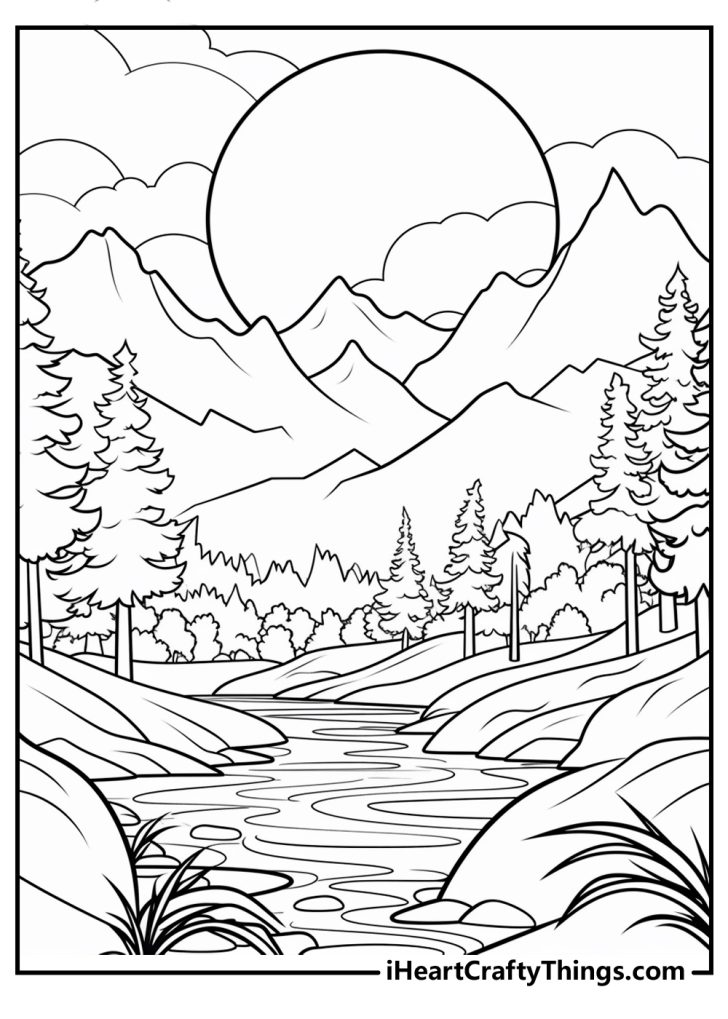 15 Easy Landscape Coloring Pages (100% Free Printable PDFs)