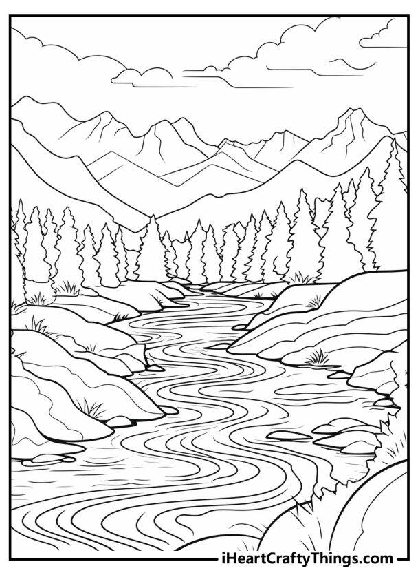 15 Easy Landscape Coloring Pages (100% Free Printable PDFs)