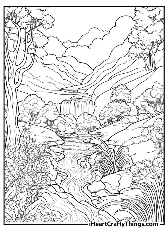 15 Easy Landscape Coloring Pages (100% Free Printable PDFs)