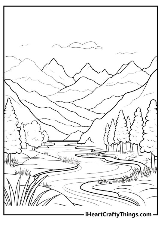 15 Easy Landscape Coloring Pages (100% Free Printable PDFs)