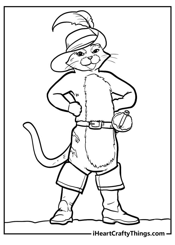 15 Easy Puss In Boots Coloring Pages (Free Printable PDFs)