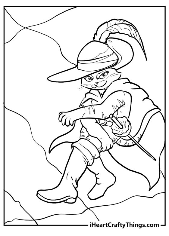 15 Easy Puss In Boots Coloring Pages (Free Printable PDFs)