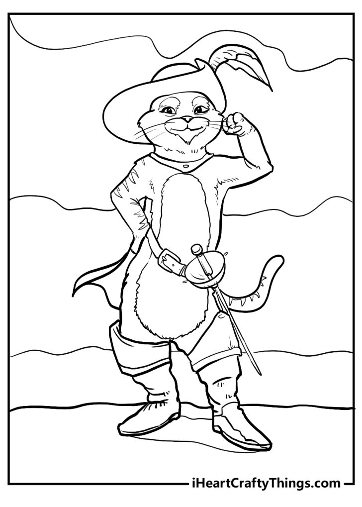 15 Easy Puss In Boots Coloring Pages (Free Printable PDFs)
