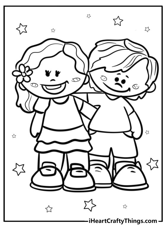 Best Friends Coloring Pages: 30 Free PDF Printables For BFFs