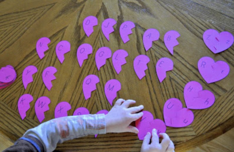 Valentine's Activities: Broken Heart Alphabet Matching Game And Heart ...