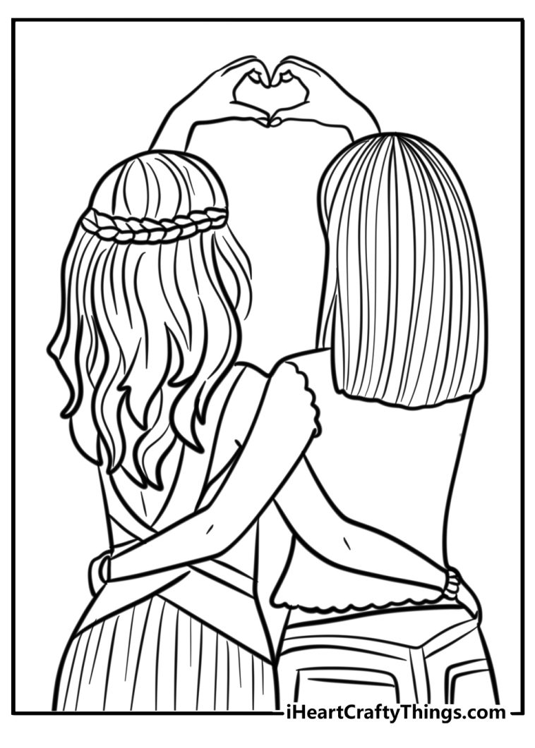 Best Friends Coloring Pages: 30 Free PDF Printables For BFFs