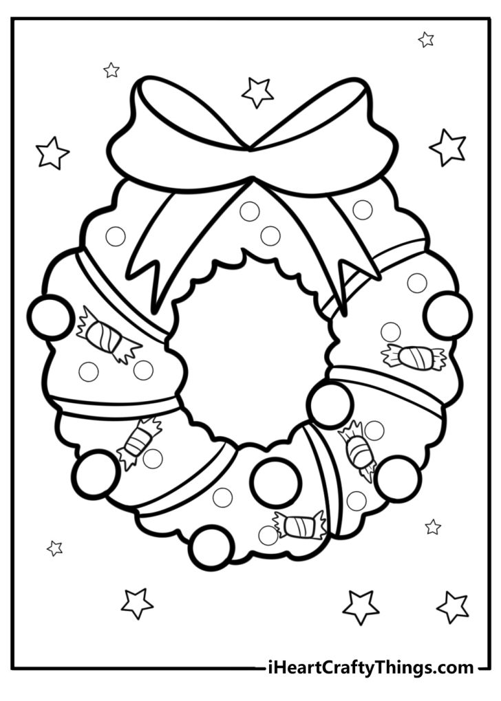 30 Christmas Wreath Coloring Pages (100% Free To Print)