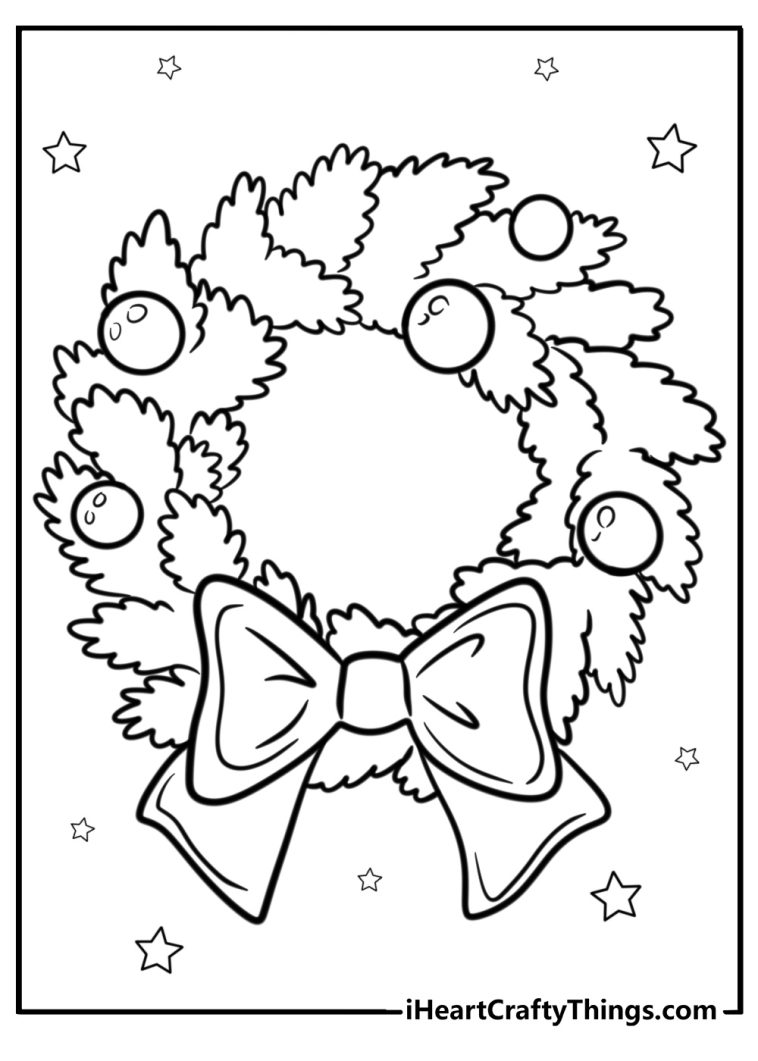30 Christmas Wreath Coloring Pages (100% Free To Print)