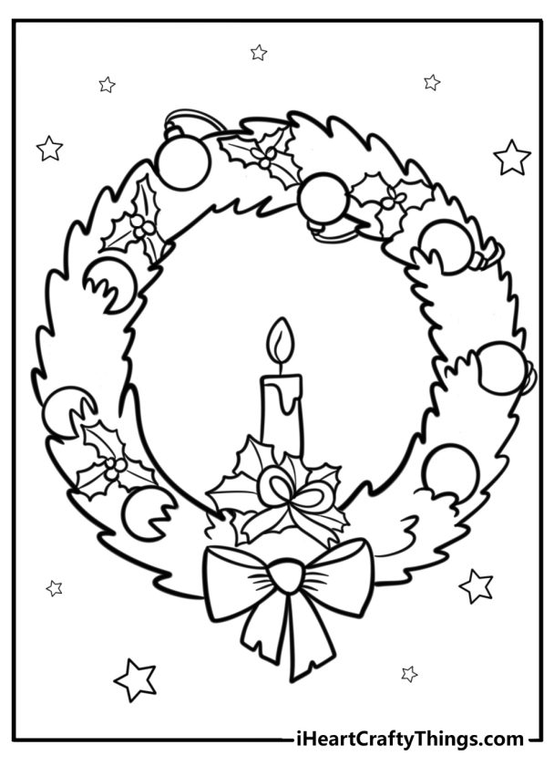 30 Christmas Wreath Coloring Pages (100% Free To Print)