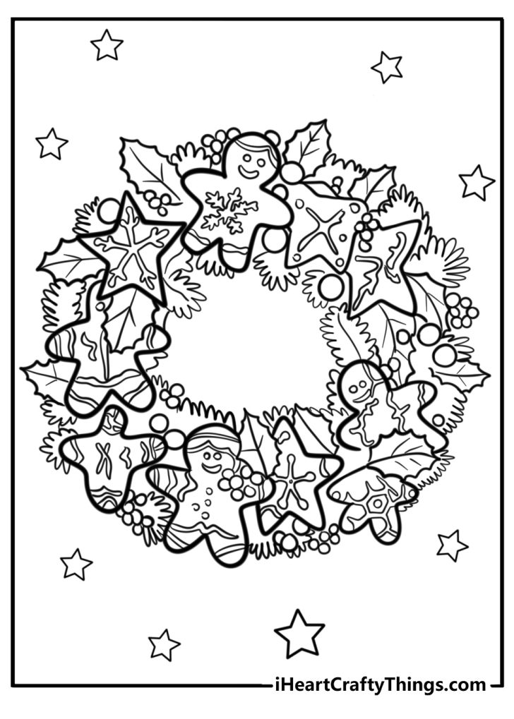 30 Christmas Wreath Coloring Pages (100% Free To Print)