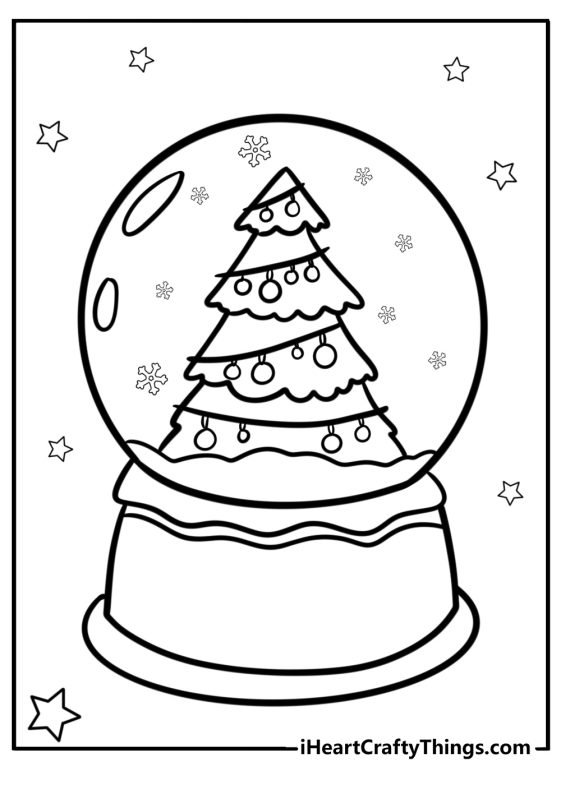 20 Snow Globe Coloring Pages (Printable Free PDF For Winter)