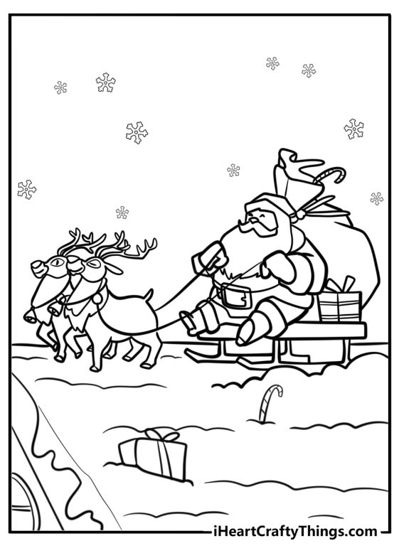 Santa’s Sleigh Coloring Pages (15 Free PDF Printables)