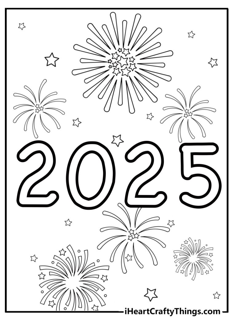 25 New Year’s Coloring Pages (100% Free To Print PDF Sheets)