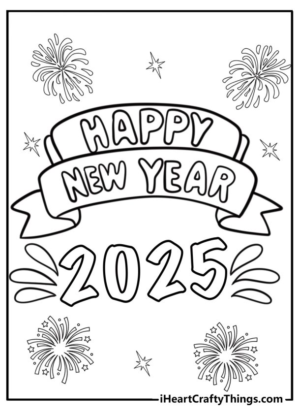 25 New Year’s Coloring Pages (100% Free To Print PDF Sheets)
