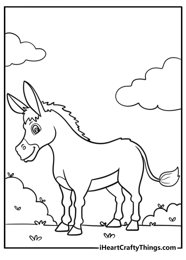 15 Donkey Coloring Pages (100% Free PDF Printable)