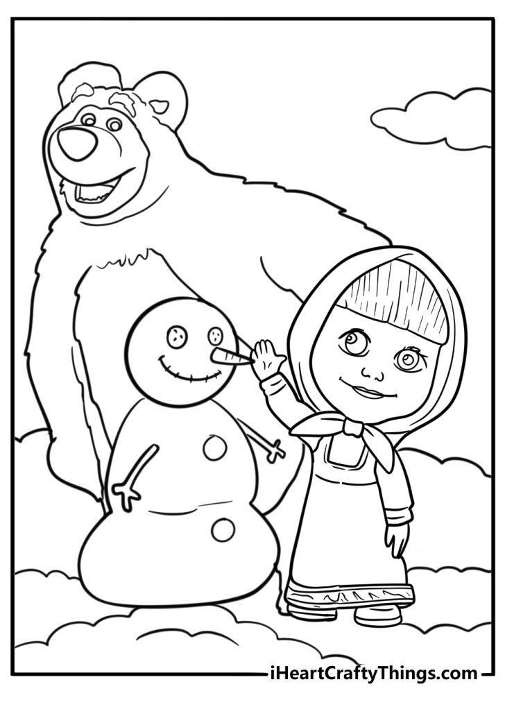 25 Free Masha And The Bear Coloring Pages For Kids